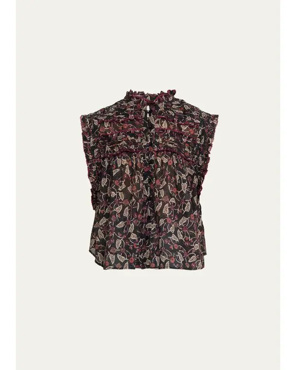 Isabel Marant Étoile Dersia Floral Ruffled Cotton Button-front Top