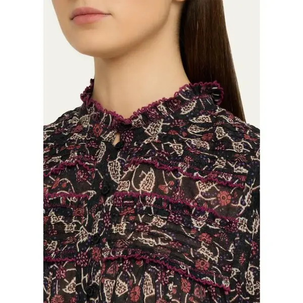 Isabel Marant Étoile Dersia Floral Ruffled Cotton Button-front Top