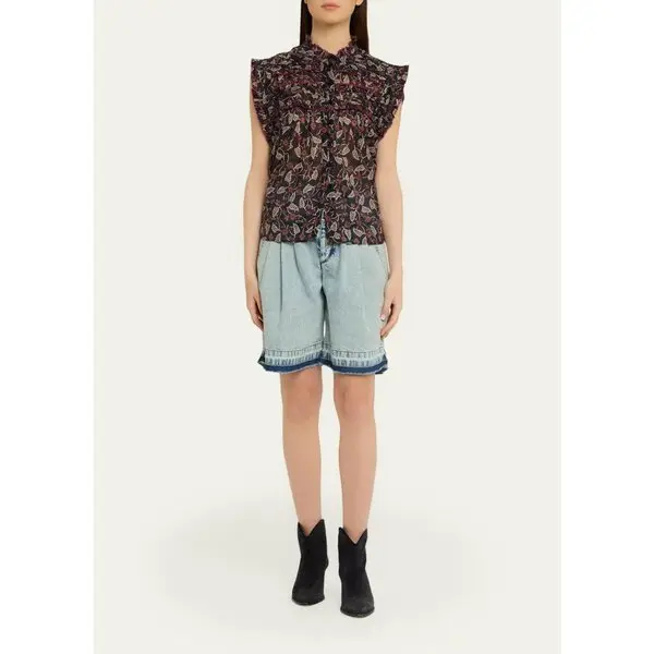 Isabel Marant Étoile Dersia Floral Ruffled Cotton Button-front Top