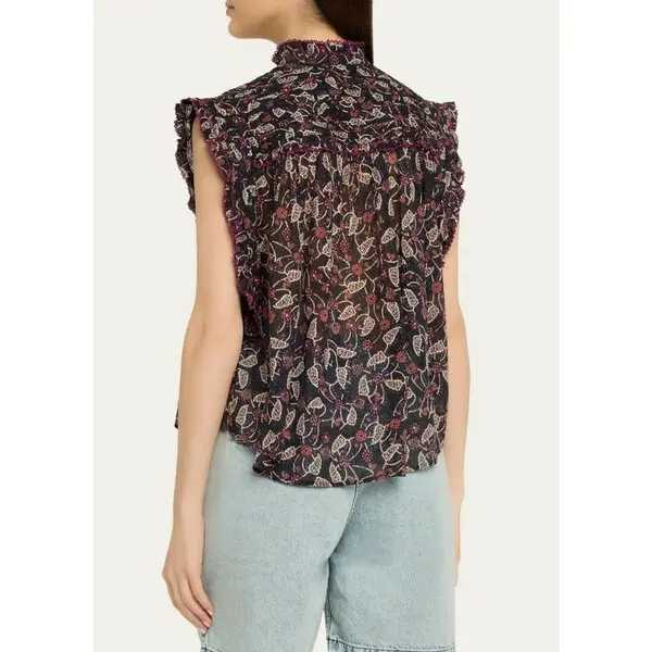 Isabel Marant Étoile Dersia Floral Ruffled Cotton Button-front Top