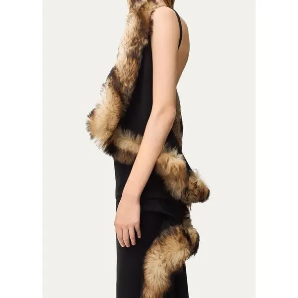Loewe Lamb Shearling-trim Draped Asymmetric Midi Dress