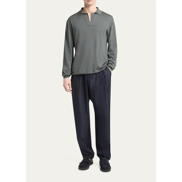 Giorgio Armani Silk And Cotton Johnny Collar Polo Sweater