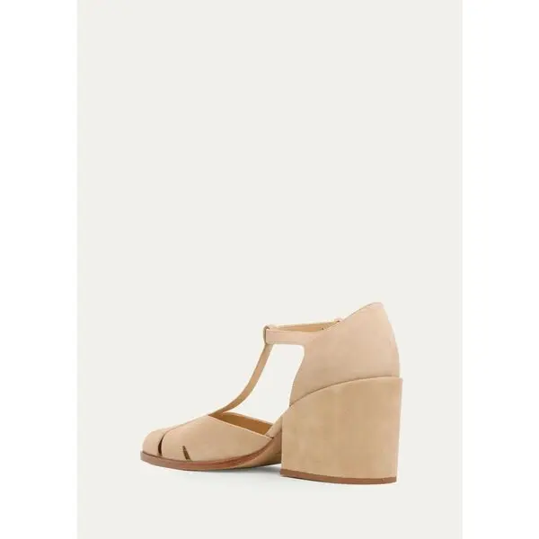 Gabriela Hearst 80mm Hawes Suede T-strap Sandals - Camel