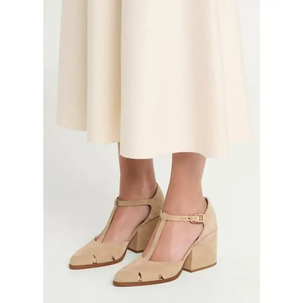 Gabriela Hearst 80mm Hawes Suede T-strap Sandals - Camel