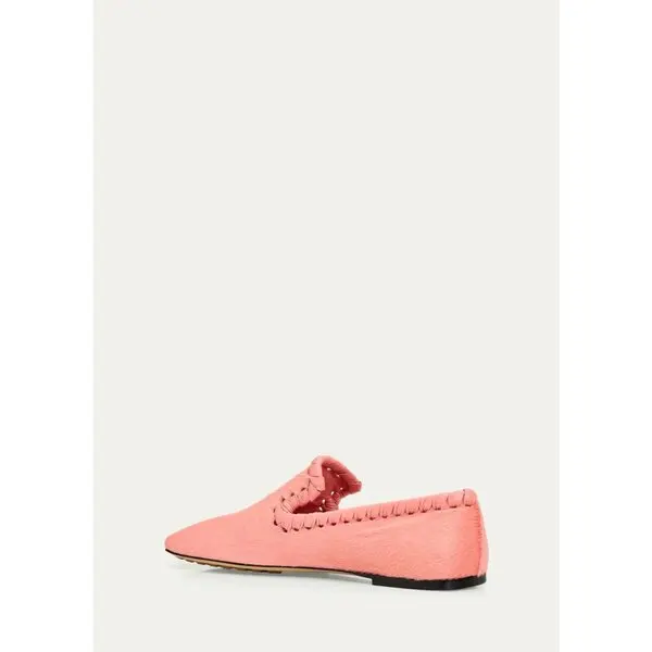 Bottega Veneta Kebir Calf Hair Whipstitch Loafers