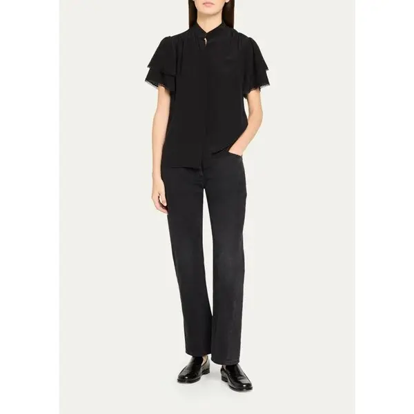 FRAME Arcadia Silk Short-sleeve Top