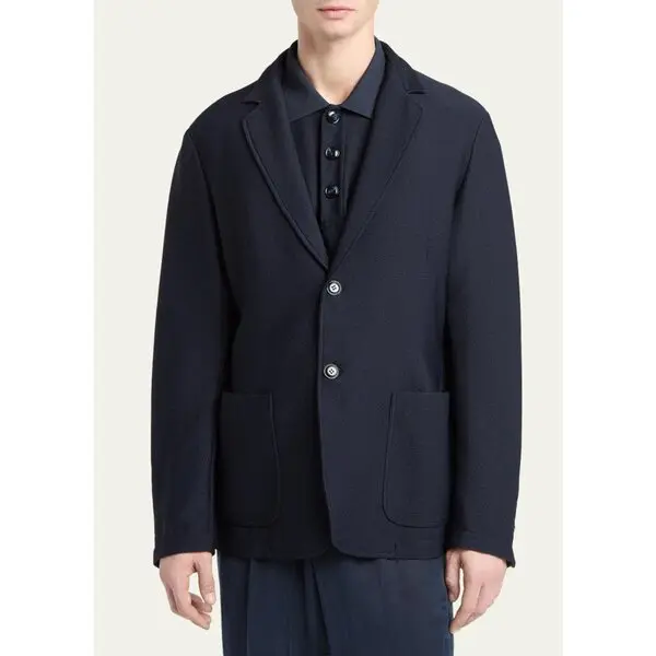 Giorgio Armani Seersucker Patch-pocket Blazer - Midnight