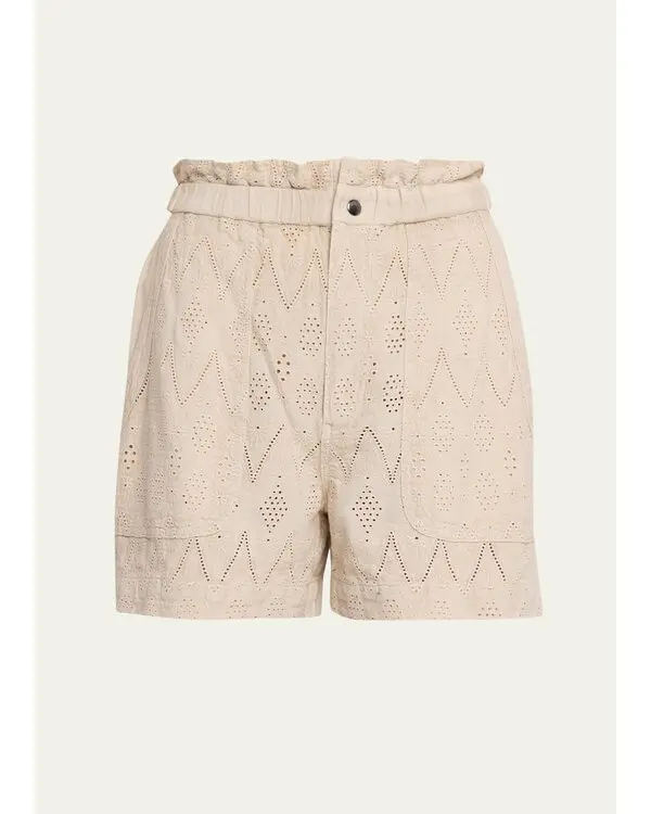Isabel Marant Étoile Kisha Eyelet-embroidered Twill Shorts