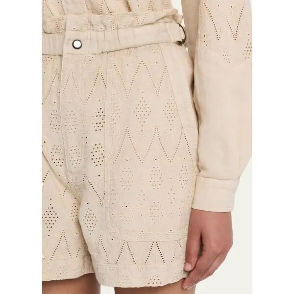 Isabel Marant Étoile Kisha Eyelet-embroidered Twill Shorts
