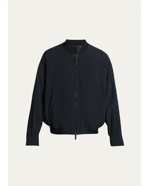 Giorgio Armani Seersucker Full-zip Bomber Jacket