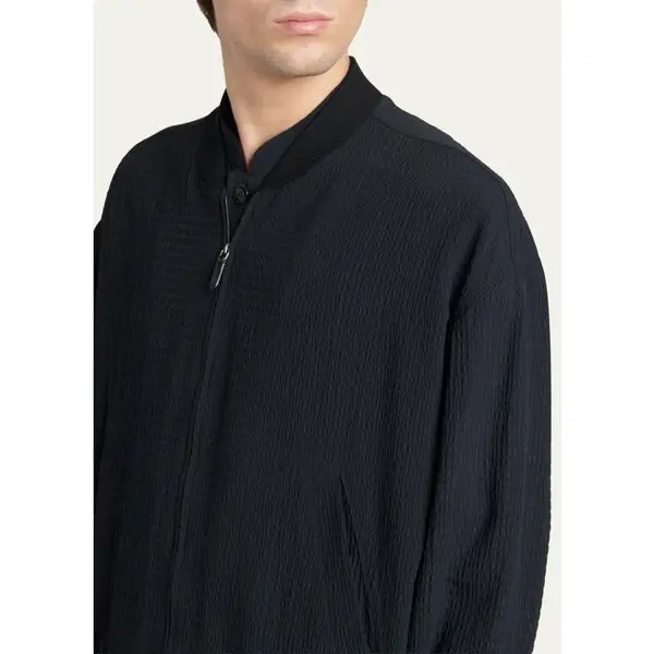 Giorgio Armani Seersucker Full-zip Bomber Jacket