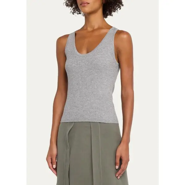 Brunello Cucinelli Sparkle Rib Knit Tank Top - Gray
