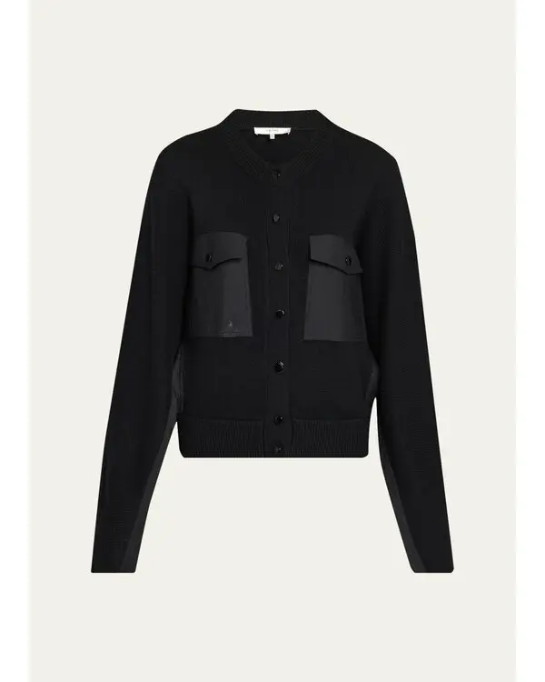 FRAME The Contrast Cashmere Cardigan - Black