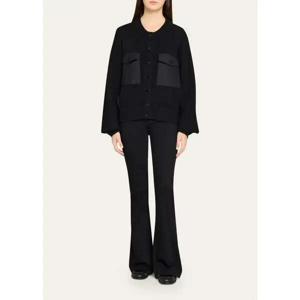 FRAME The Contrast Cashmere Cardigan - Black
