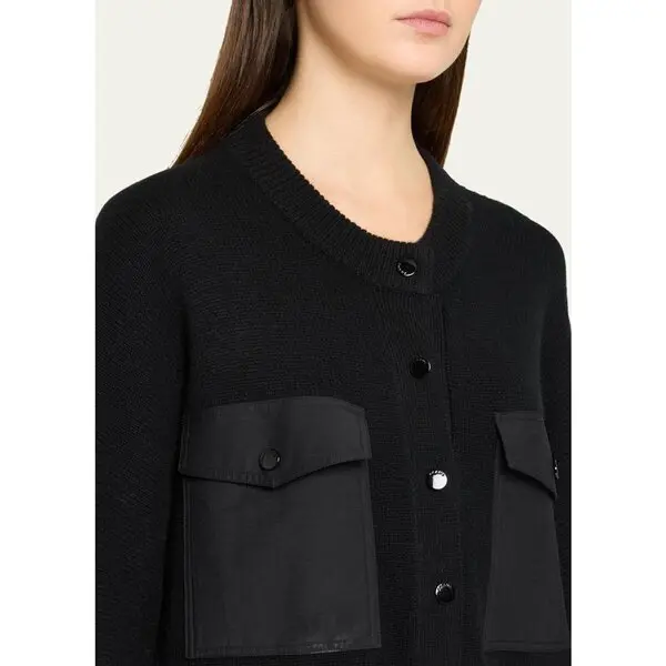 FRAME The Contrast Cashmere Cardigan - Black