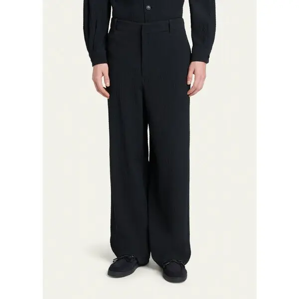 Giorgio Armani Seersucker Wide-leg Trousers