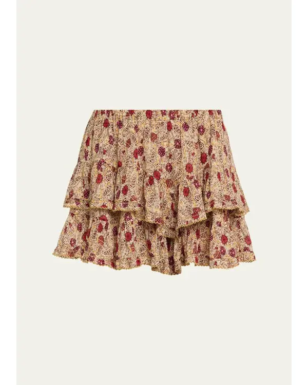 Isabel Marant Étoile Jocadia Floral Ruffled Cotton Miniskirt