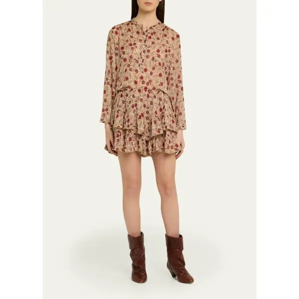 Isabel Marant Étoile Jocadia Floral Ruffled Cotton Miniskirt