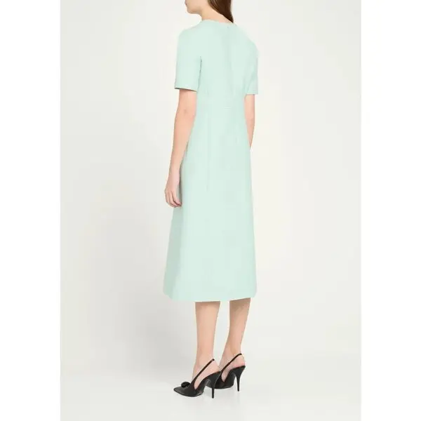 Valentino Garavani V-logo Pockets Short-sleeve Wool Silk Midi Dress