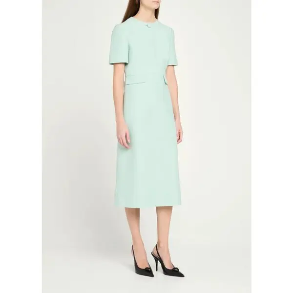 Valentino Garavani V-logo Pockets Short-sleeve Wool Silk Midi Dress