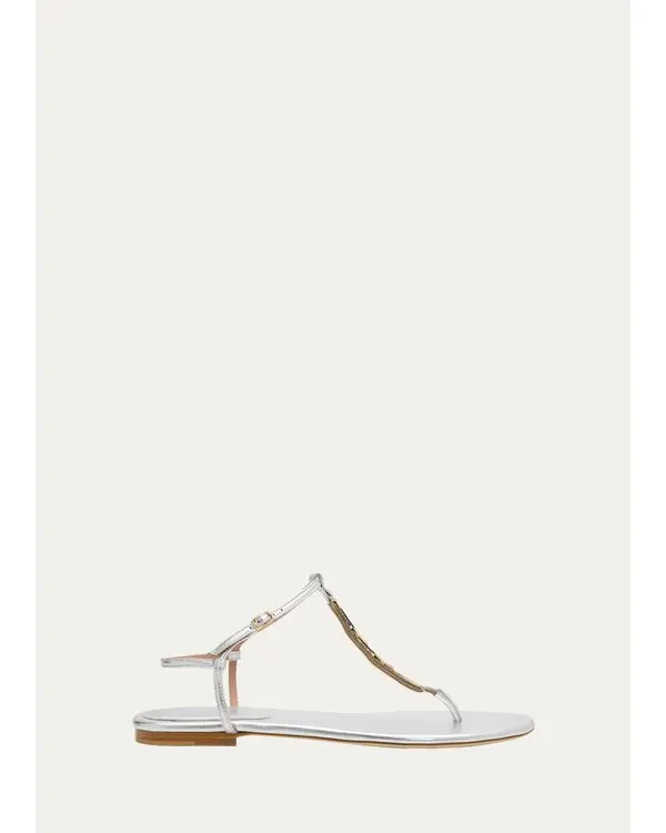 MALONE SOULIERS Kali Metallic Leather Thong Sandals