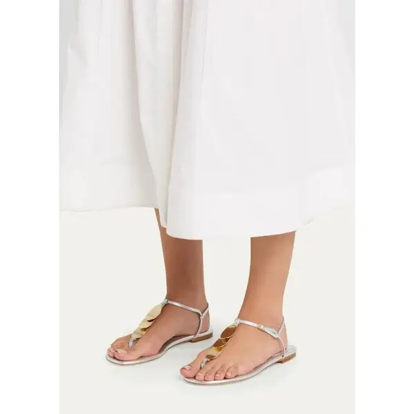 MALONE SOULIERS Kali Metallic Leather Thong Sandals