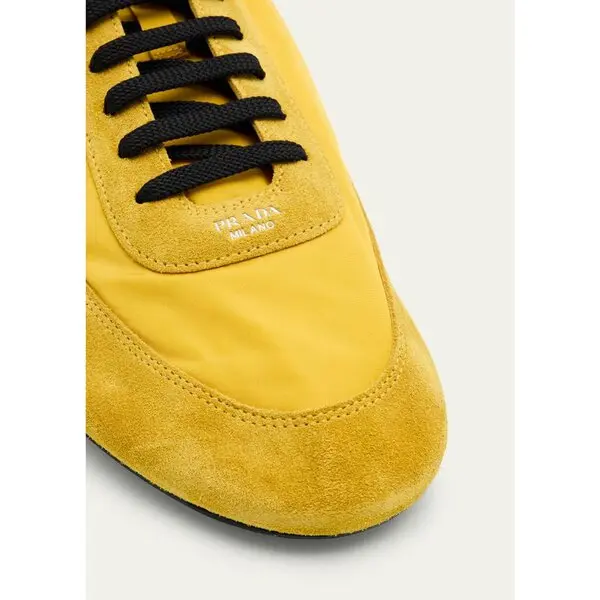 Prada Collapse Nylon And Suede Low-top Sneakers - Black