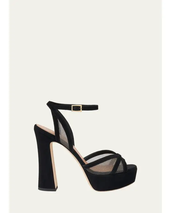 MALONE SOULIERS Sylvie 125mm Suede & Mesh Platform Sandals