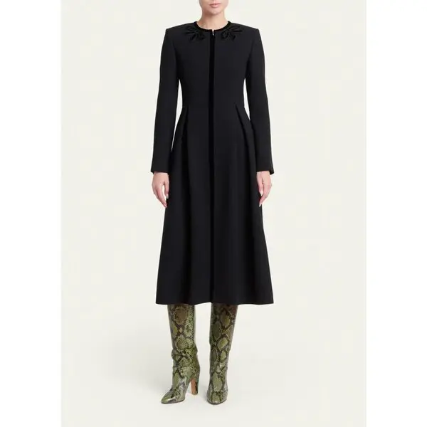 Valentino Garavani Tailored Velvet Trim Coat Dress