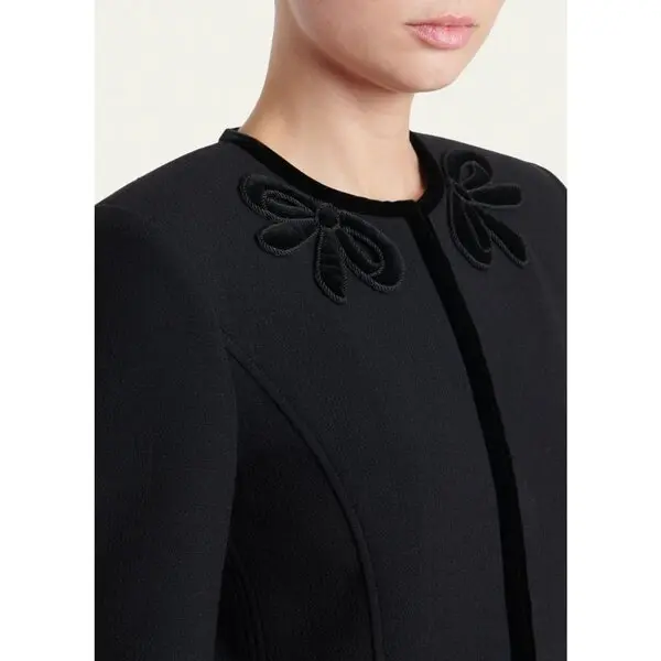 Valentino Garavani Tailored Velvet Trim Coat Dress