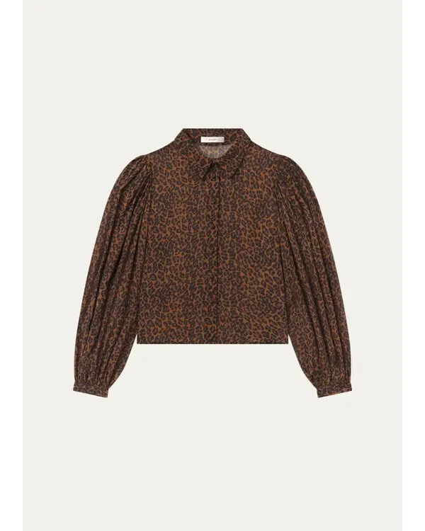 FRAME The Silk Prairie Leopard Blouse