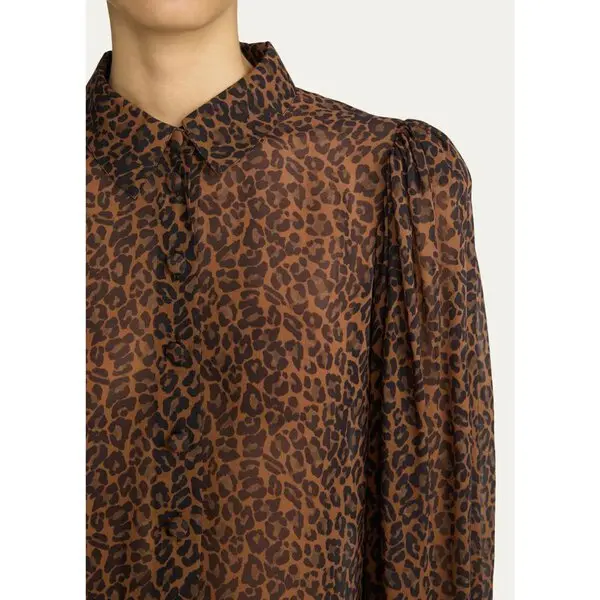 FRAME The Silk Prairie Leopard Blouse