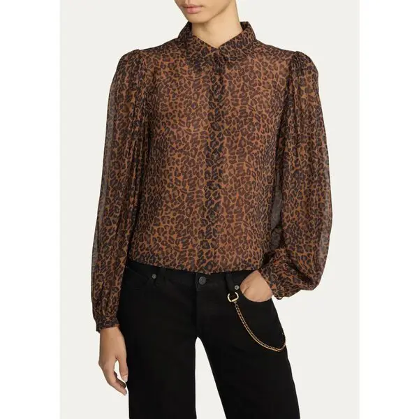 FRAME The Silk Prairie Leopard Blouse