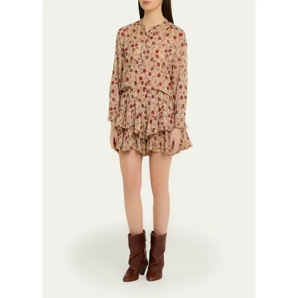 Isabel Marant Étoile Maria Floral Cotton Top - Ecru/raspberry