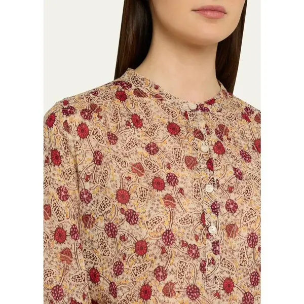 Isabel Marant Étoile Maria Floral Cotton Top - Ecru/raspberry