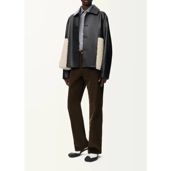 Loewe Leather & Lamb Shearling Single-breasted Jacket