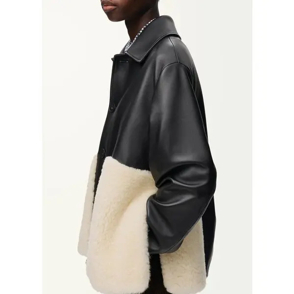 Loewe Leather & Lamb Shearling Single-breasted Jacket