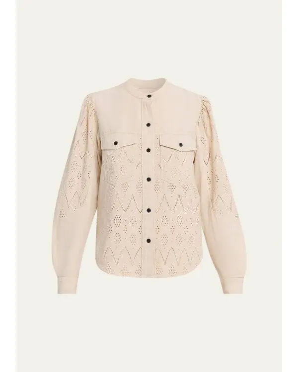 Isabel Marant Étoile Kaina Eyelet Cotton Button-front Shirt - Beige