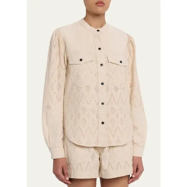 Isabel Marant Étoile Kaina Eyelet Cotton Button-front Shirt - Beige
