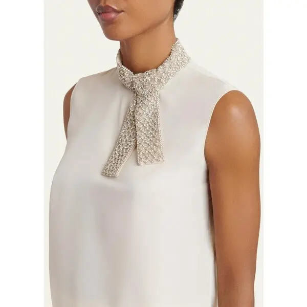 Valentino Garavani Silk Tie Neck Sleeveless Blouse