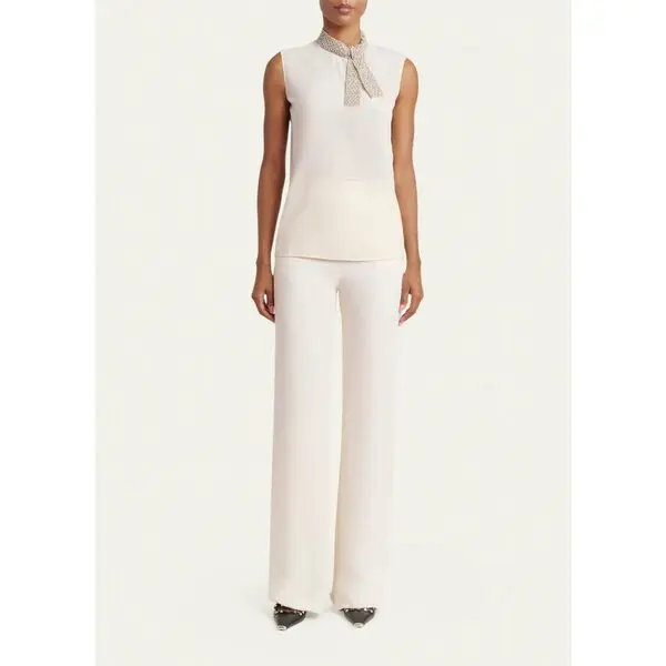 Valentino Garavani Silk Tie Neck Sleeveless Blouse