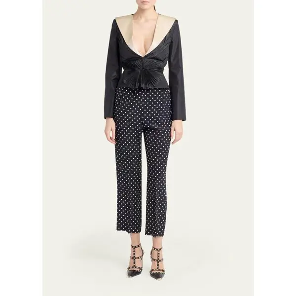 Valentino Garavani Pleated Silk Taffeta Strong-shoulder Jacket