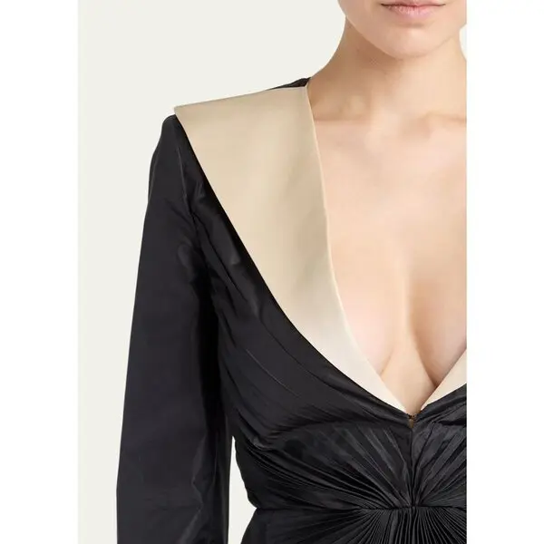 Valentino Garavani Pleated Silk Taffeta Strong-shoulder Jacket