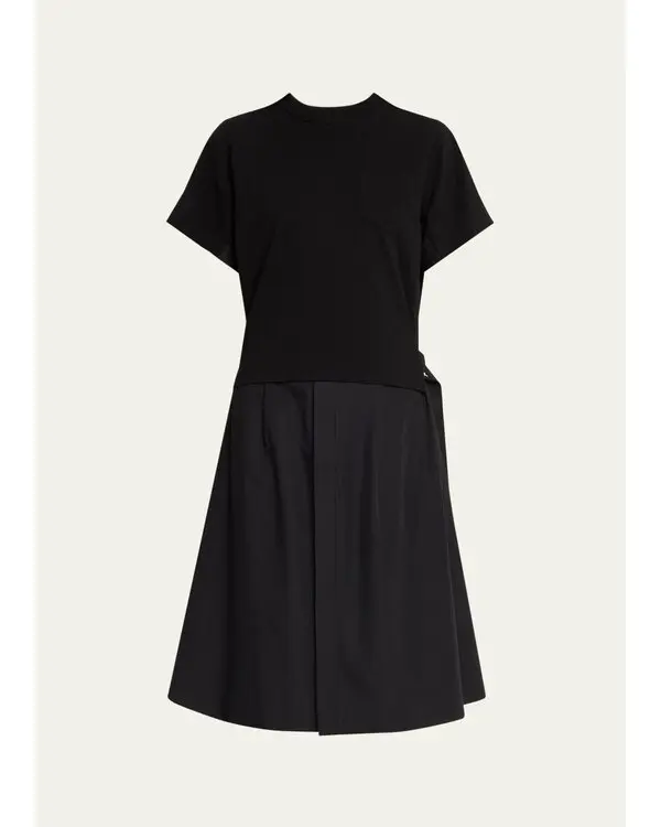 Sacai Cotton Poplin X Knit Shirtdress