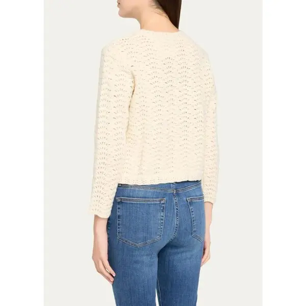 FRAME The Chevron Pointelle Knit Cardigan