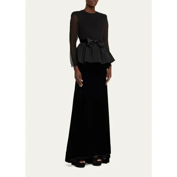 Valentino Garavani Sablé Velvet Peplum Backless Gown