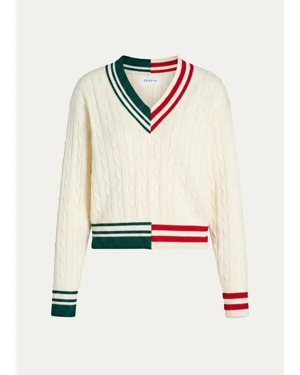 SEROYA Iona Colorblock Cable-knit Sweater