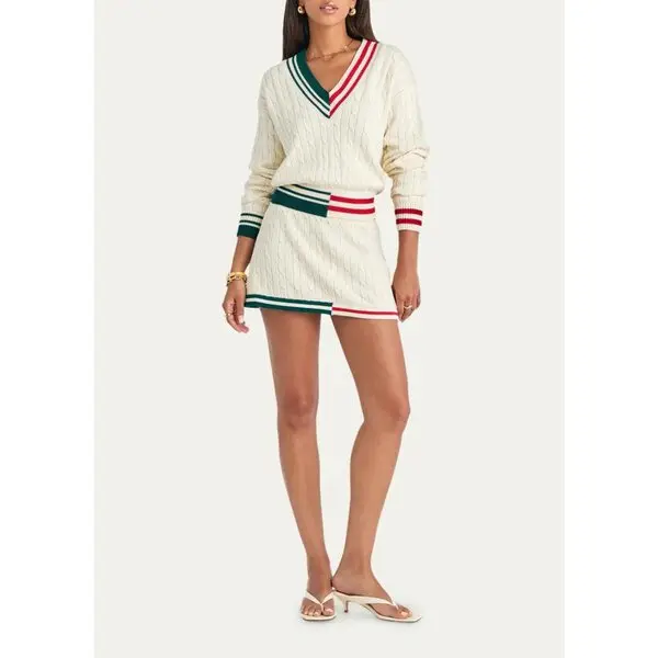 SEROYA Iona Colorblock Cable-knit Sweater