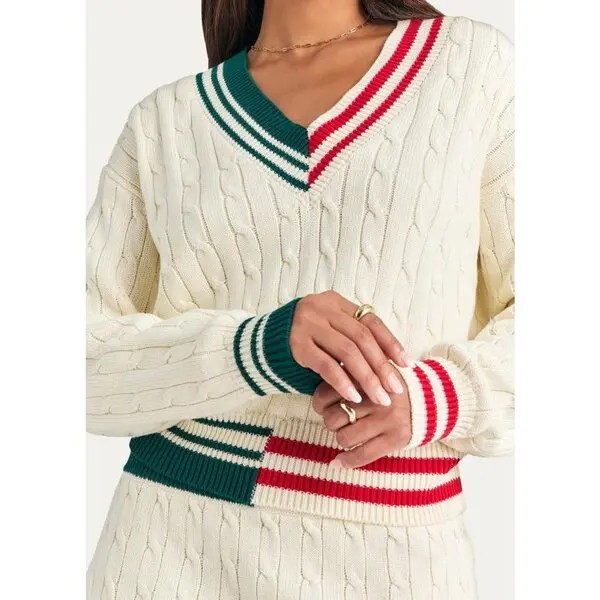 SEROYA Iona Colorblock Cable-knit Sweater