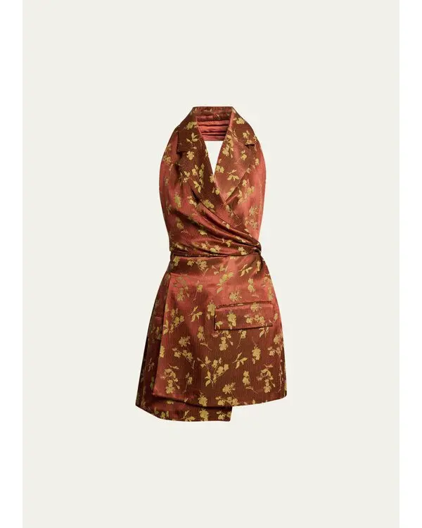 Dries Van Noten Floral Jacquard Sleeveless Wrap Top